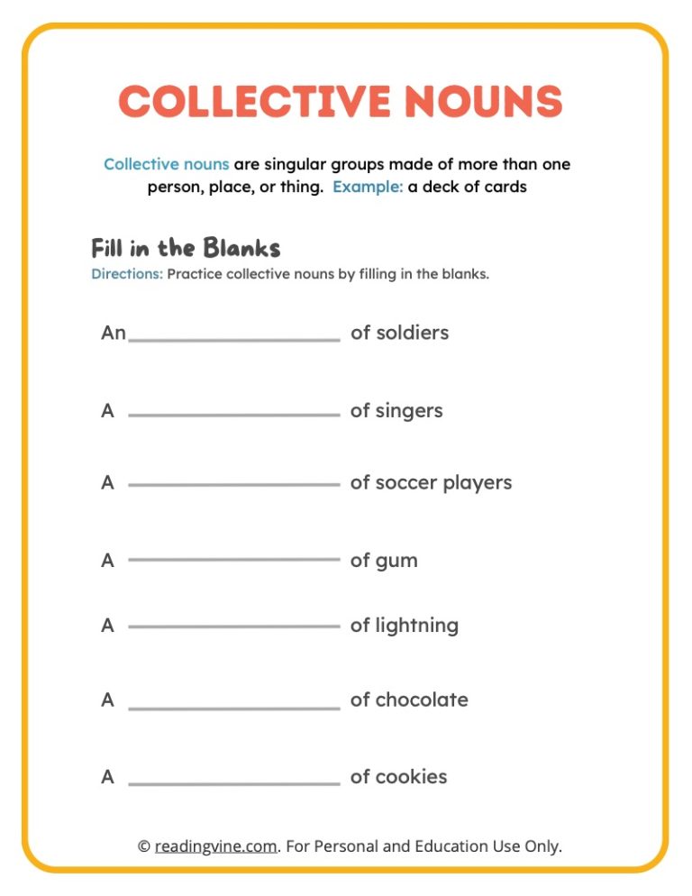 Fill in the Blanks with Collective Nouns - ReadingVine
