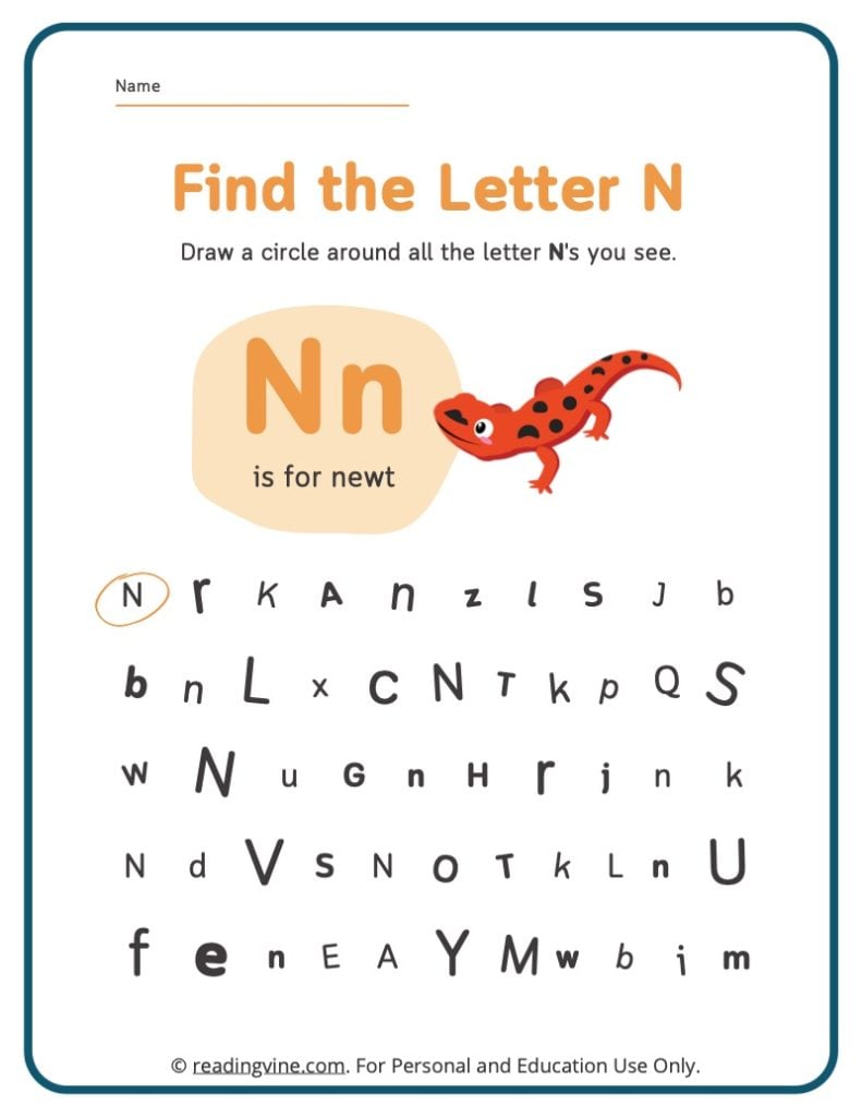 Letter N Worksheets for Pre-K & Kindergarten | ReadingVine