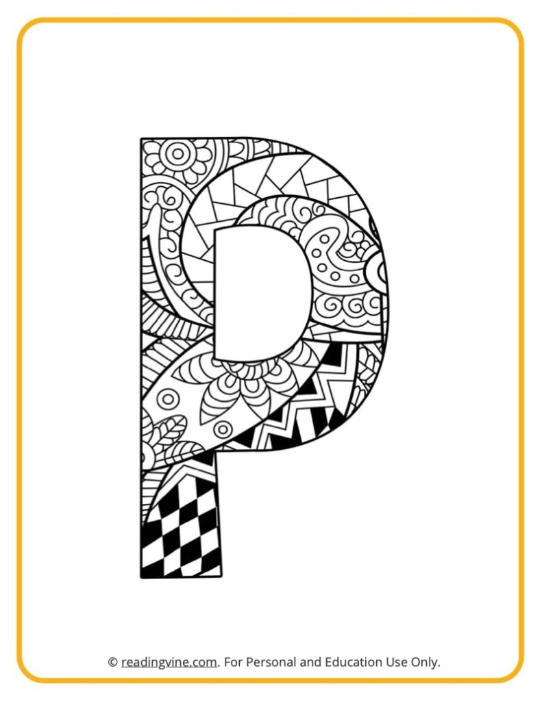 Letter P Coloring Pages