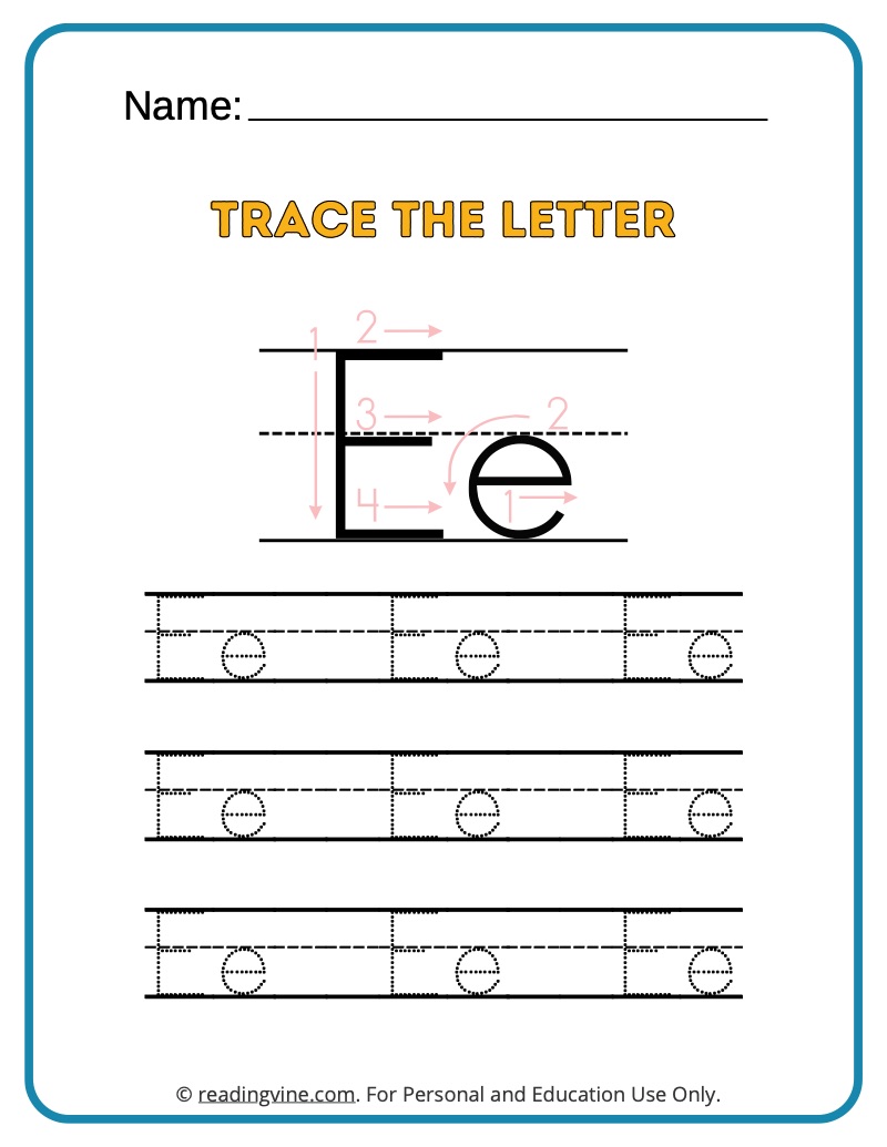 Tracing Letter E Worksheets For Preschool Tracing Letter E Worksheets For Preschool
