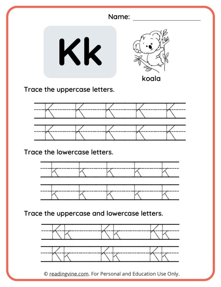 Uppercase and Lowercase Letter K Tracing Worksheet-image - ReadingVine Uppercase and Lowercase Letter K Tracing Worksheet-image - ReadingVine