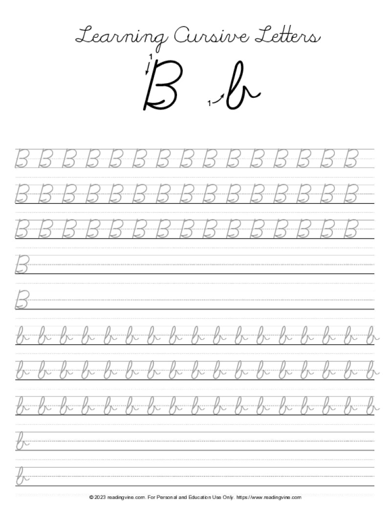 Handwriting Practice Sheets Letter B Infoupdate