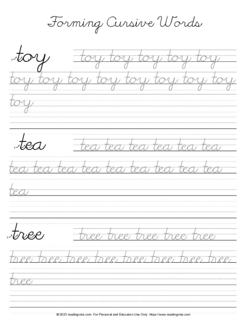 Cursive Letter T - Forming Cursive Words-Image - ReadingVine Cursive Letter T - Forming Cursive Words-Image - ReadingVine