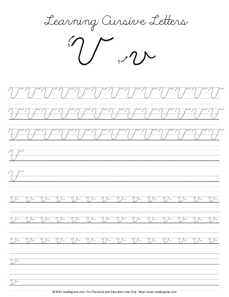 Cursive Writing Letter V ReadingVine