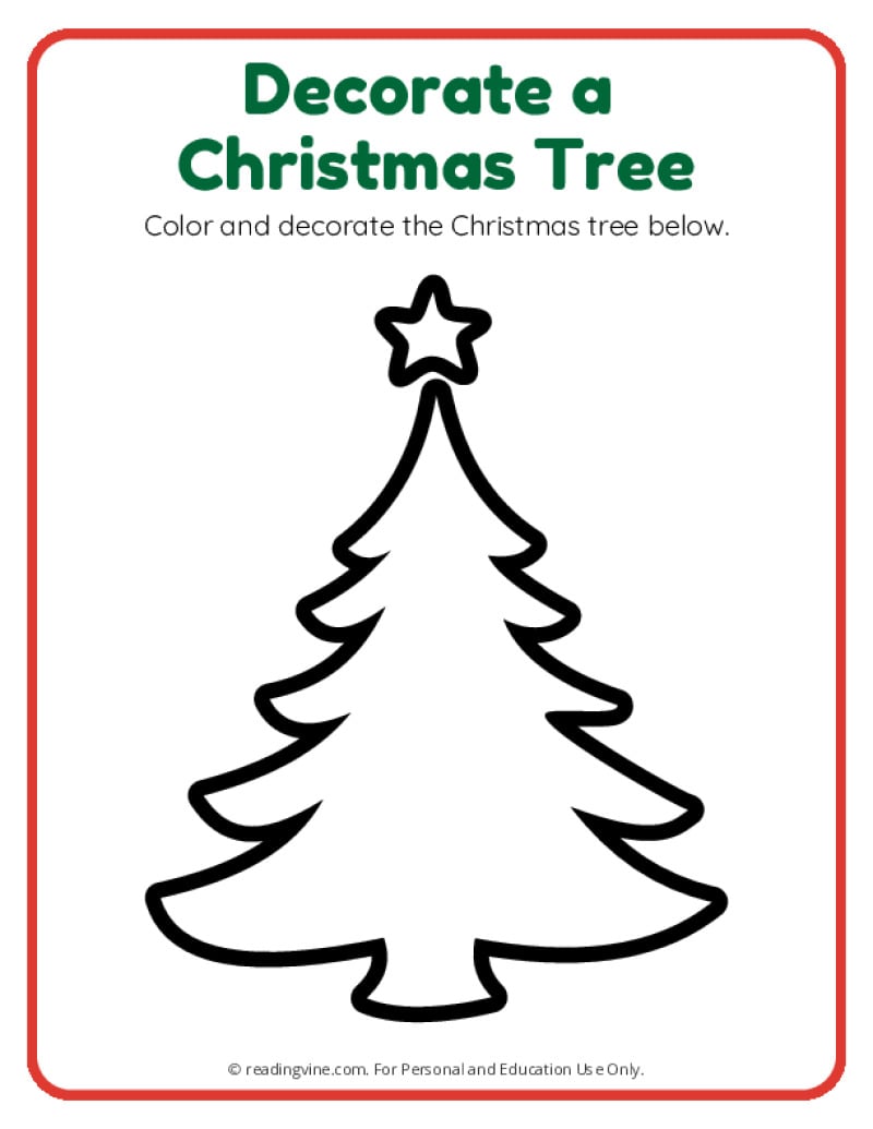 Decorate the Christmas Tree Holiday Coloring Activity-Image - ReadingVine Decorate the Christmas Tree Holiday Coloring Activity-Image - ReadingVine