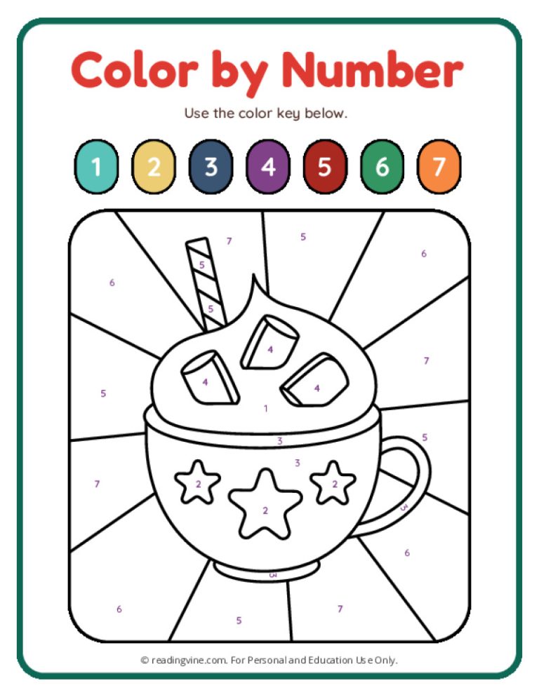Hot Cocoa Color by Number Holiday Activity - ReadingVine