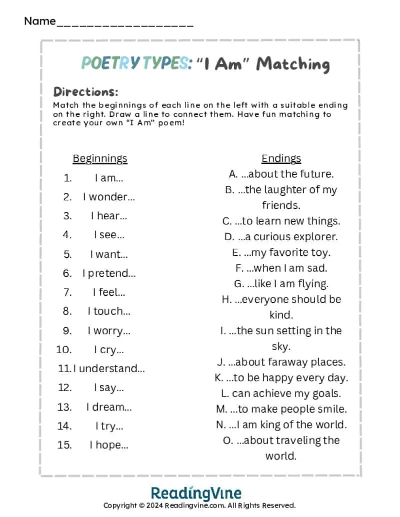  I Am And I Am From Poem Examples And Activities ReadingVine